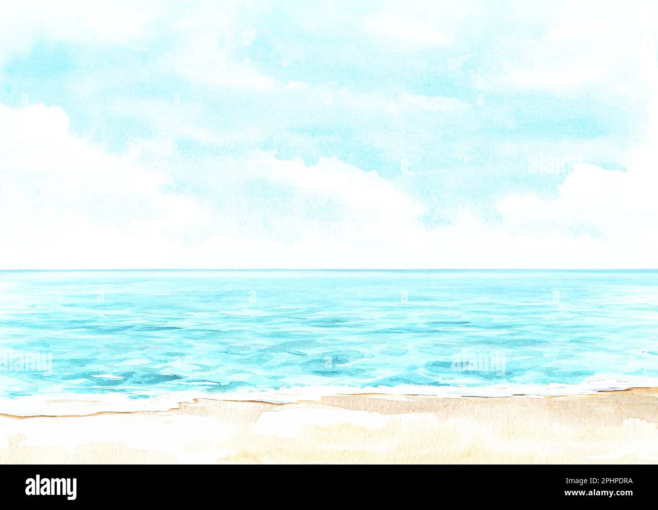 Seascape.Tropical beach with sea and blue cloudy sky, summer vacation ...