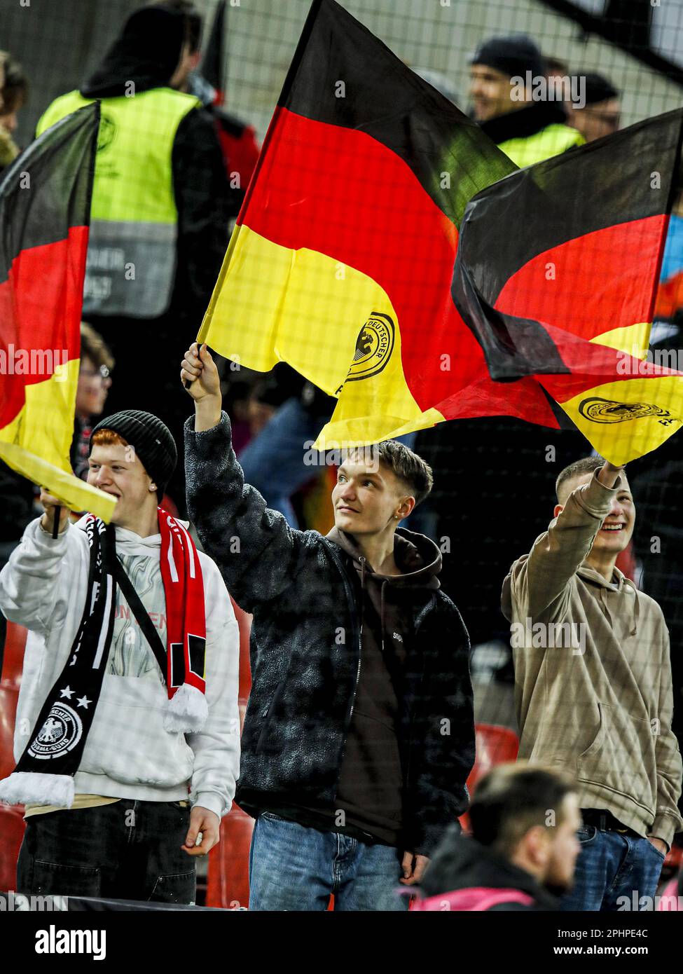 COLOGNE - German fans with the German flag during the friendly match ...
