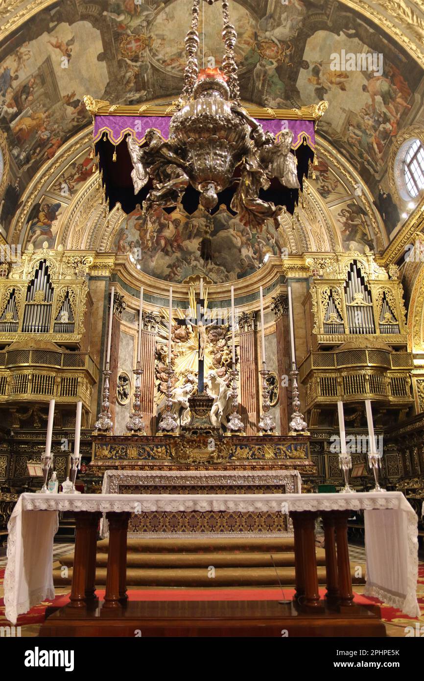 The altar of St John's Co-Cathedral is a Roman Catholic co-cathedral in ...