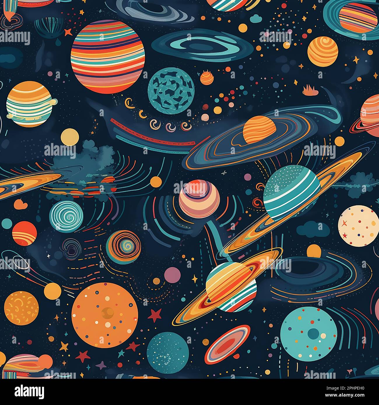 A stunning interstellar scene featuring a vast array of planets, moons ...