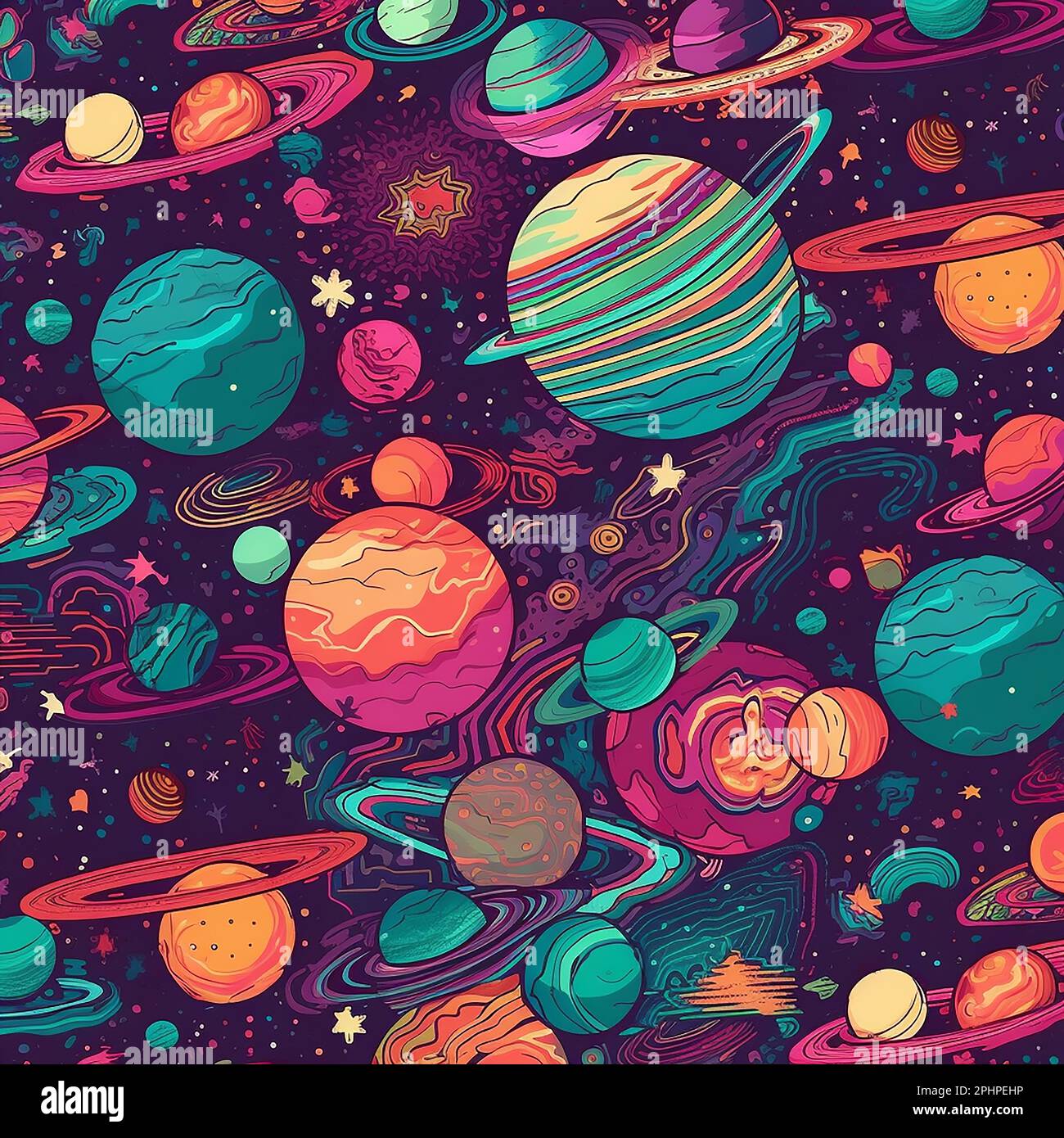 A vibrant and futuristic space-themed background featuring an array of ...