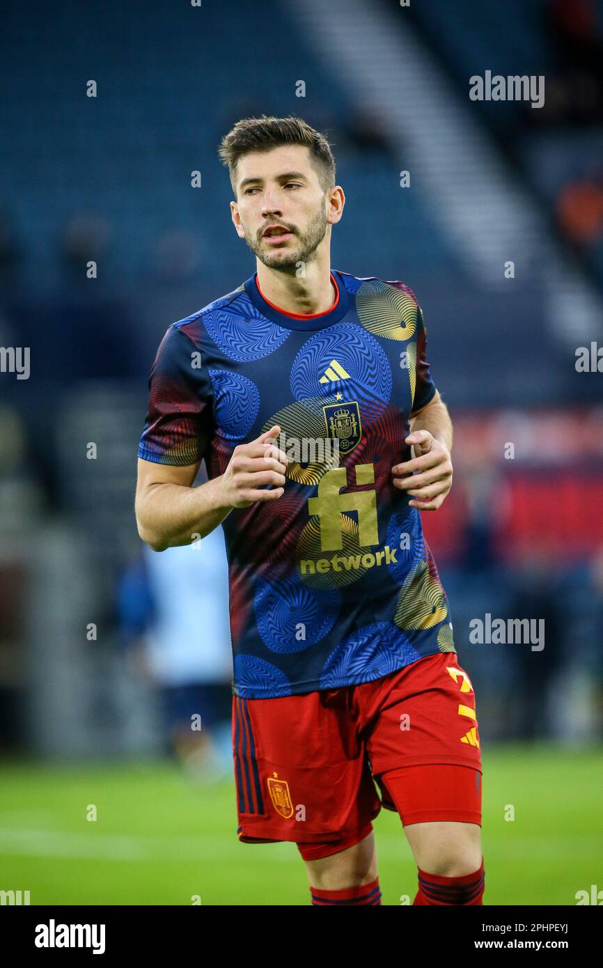 David Garcia, who plays midfielder for CA Osasana, playing in the game ...