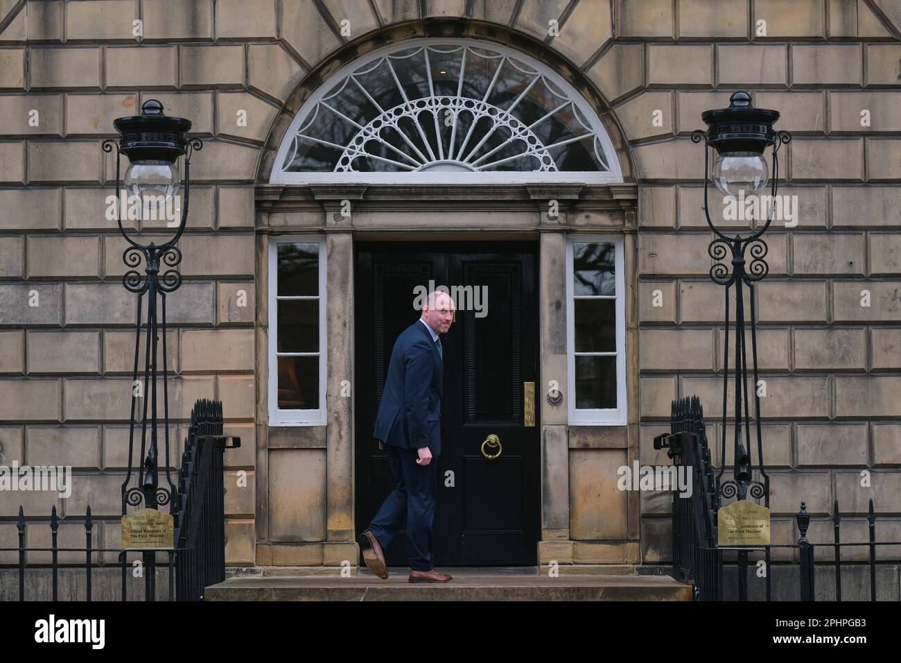 Edinburgh Scotland, UK 29 March 2023. Neil Gray arrives at Bute House ...