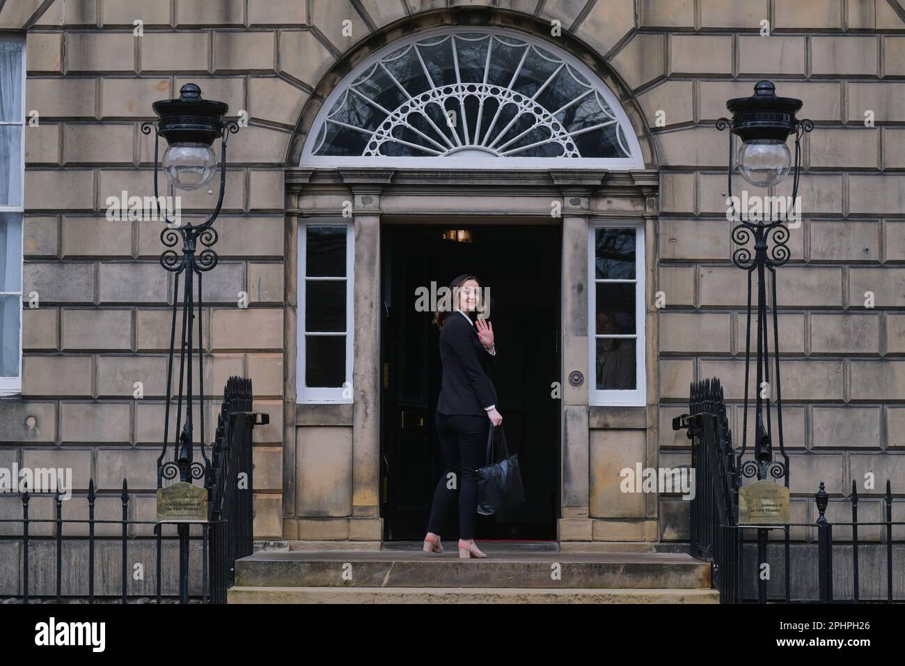 Edinburgh Scotland, UK 29 March 2023. Mairi McAllan arrives at Bute House ahead of the new ...