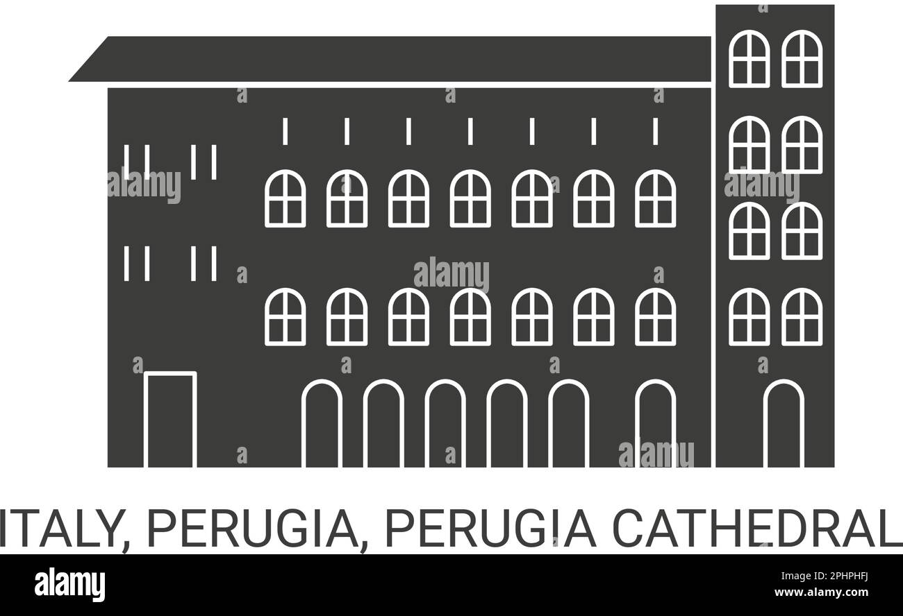 Italy, Perugia, Perugia Cathedral, travel landmark vector illustration ...