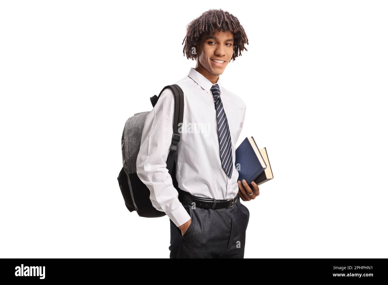 African american male student wearing shirt and tie and holding books ... African american male student wearing shirt and tie and holding books ...