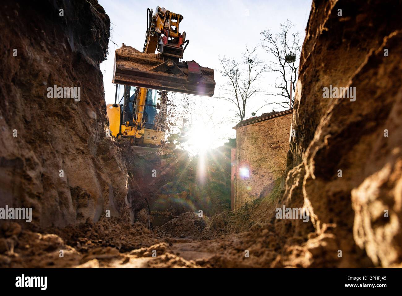 Excavator with construction work hi-res stock photography and images ...