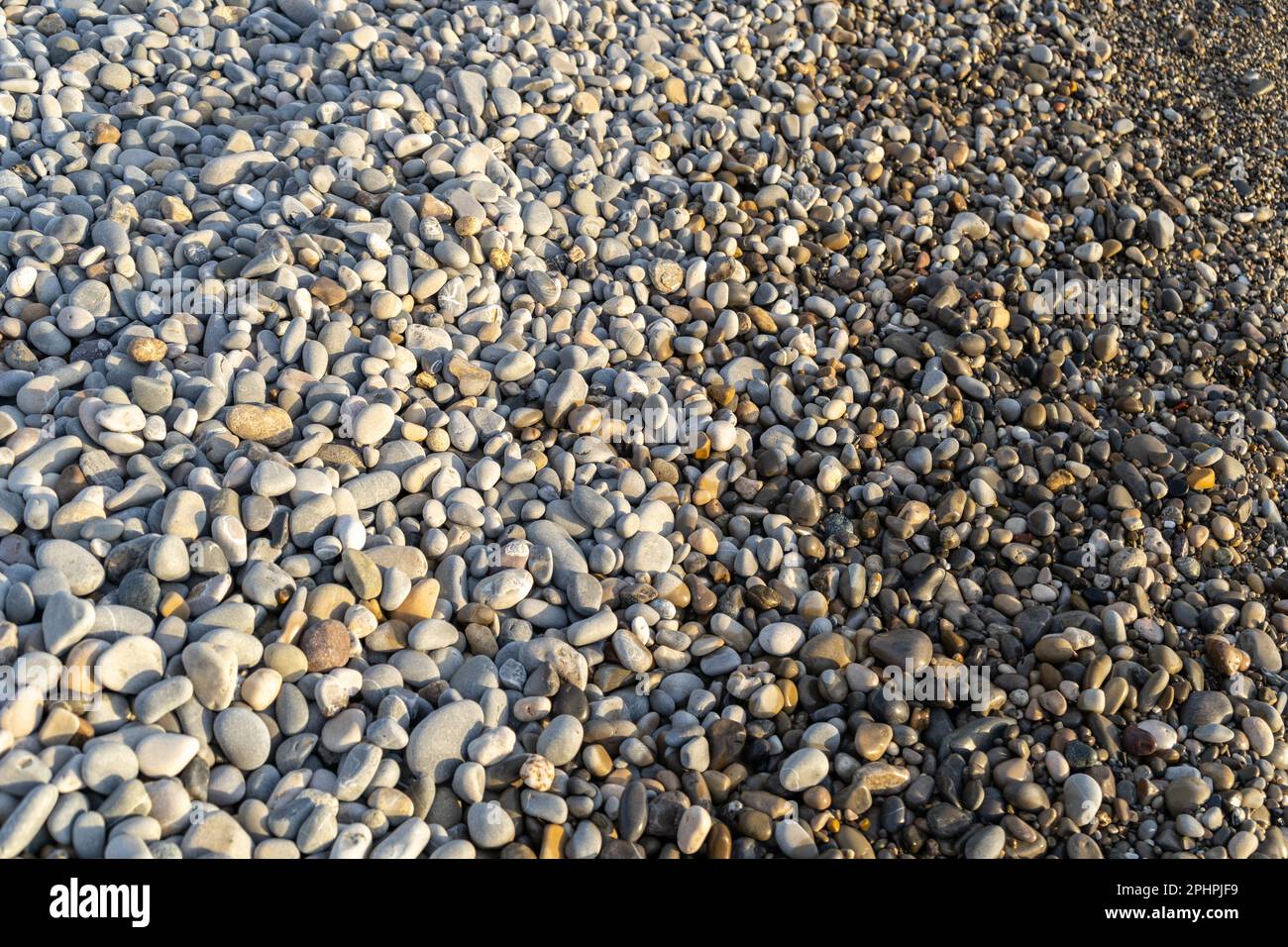 Colored pebble beach texture background. Multicolored rocky shore ...