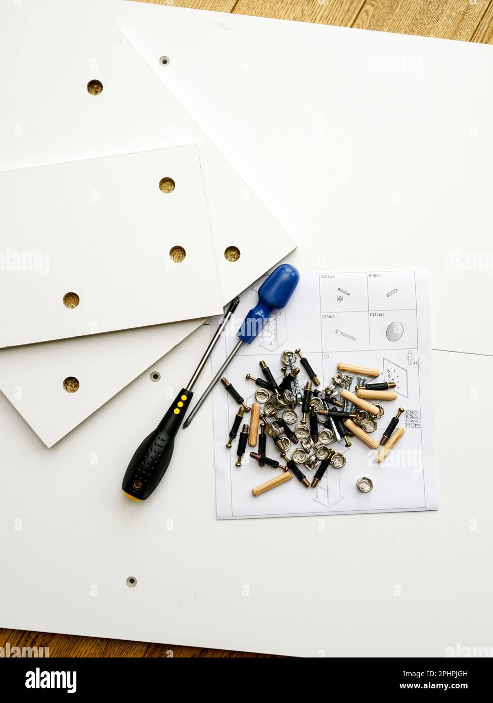 New white laminated chipboard furniture self mounting set with fitting ...