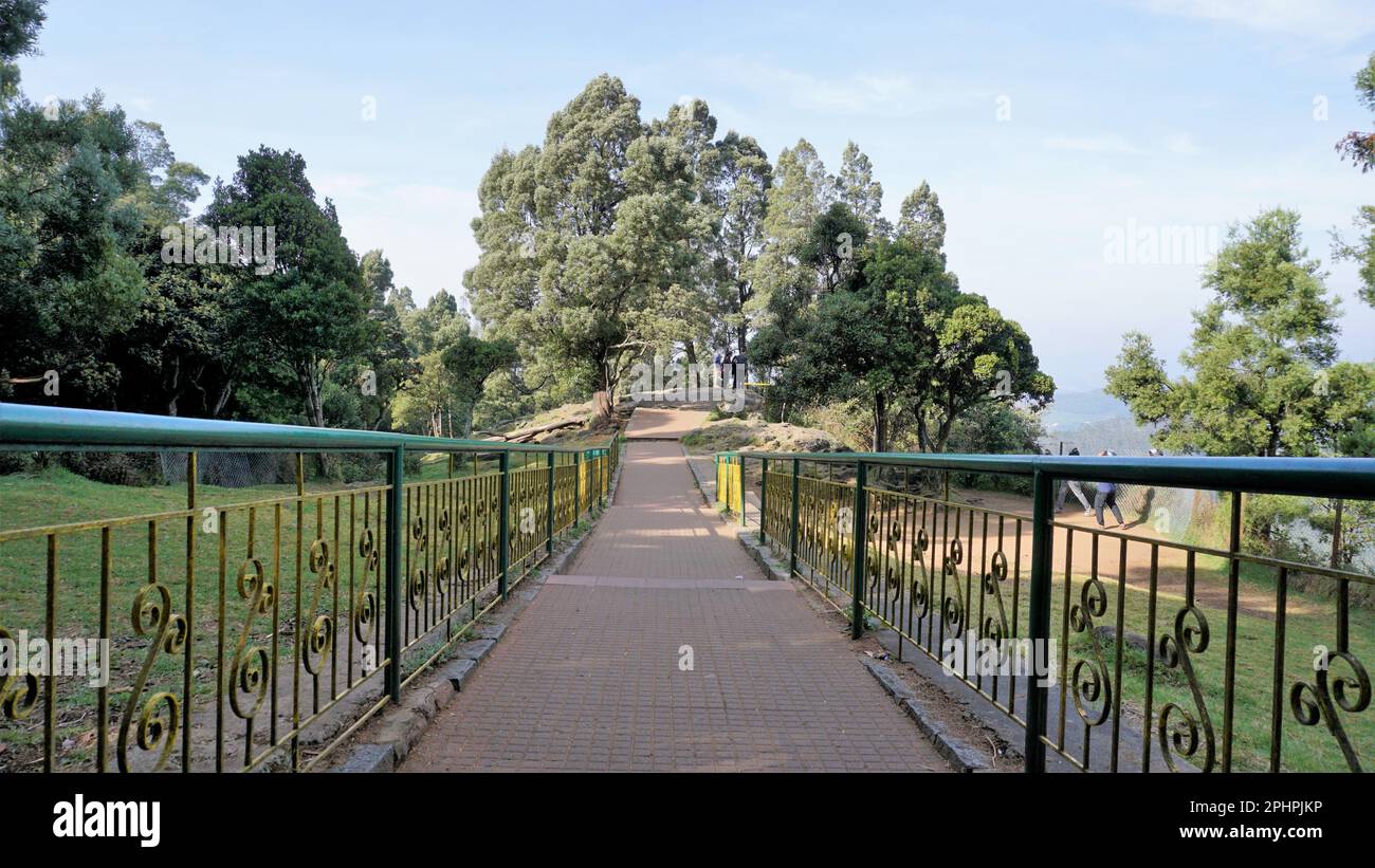 Walkway or path to the view points at the Top of Doddabetta peak from ...
