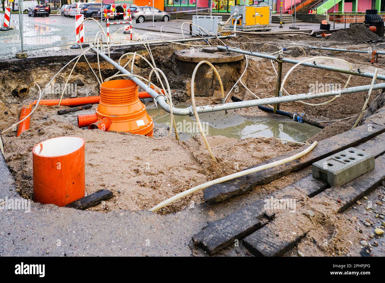 Replacement of underground water, rainwater and sewerage pipes at the ...