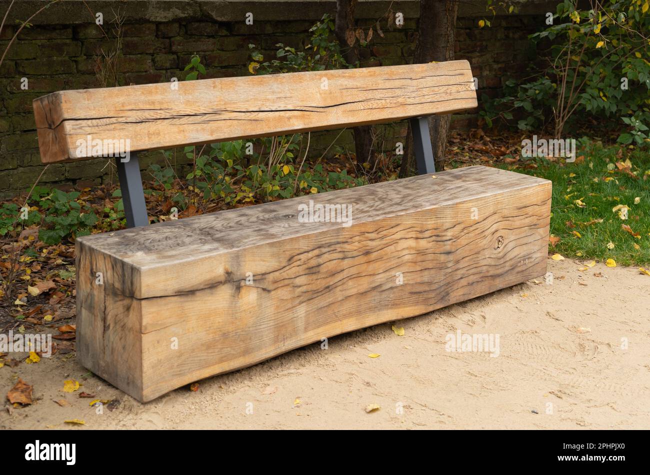 Modern Wooden Bench in Park, Outdoor City Architecture, Wood Benches ...