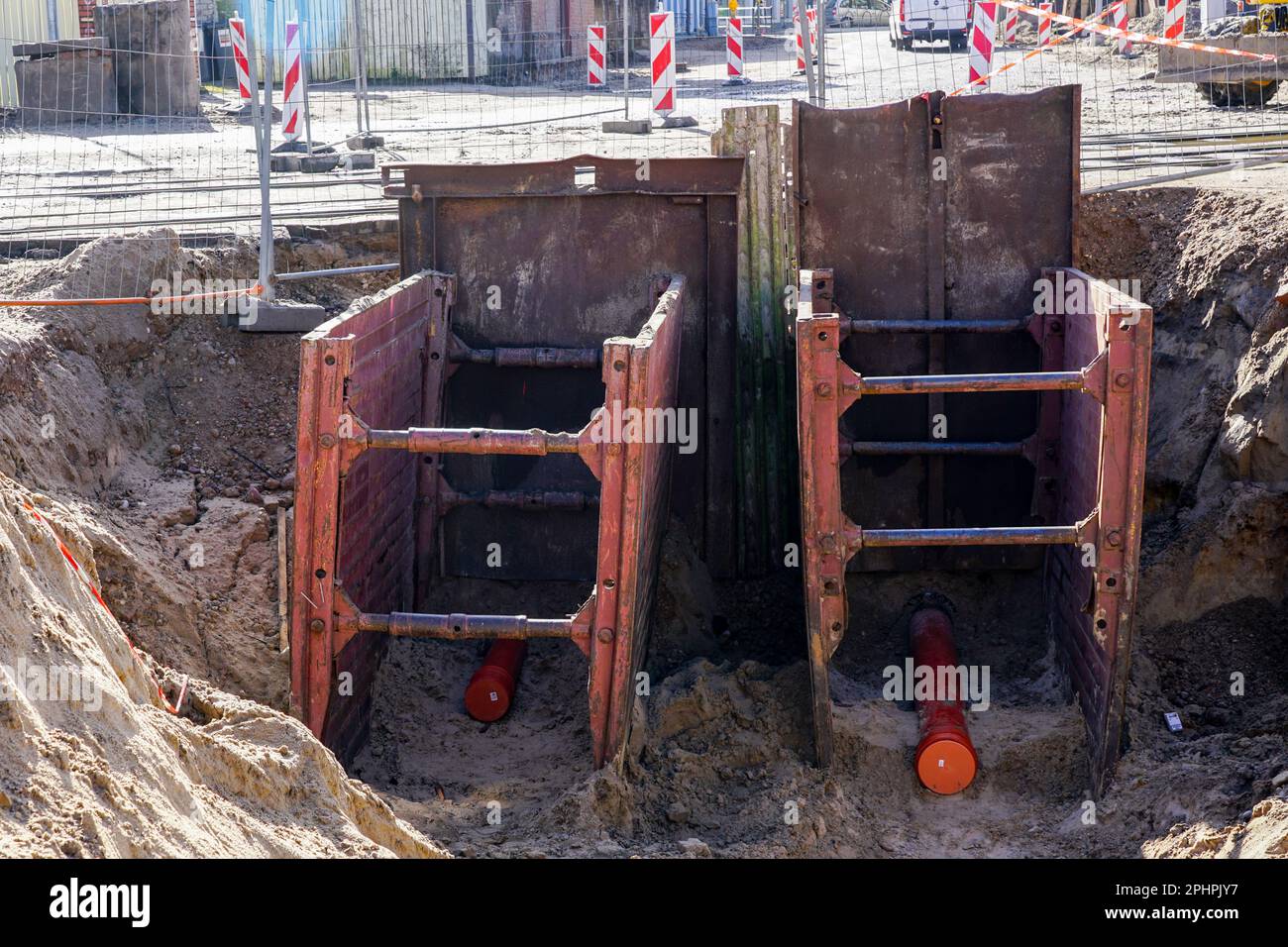 Replacement of underground communications with the using of sliding trench equipment to support ...
