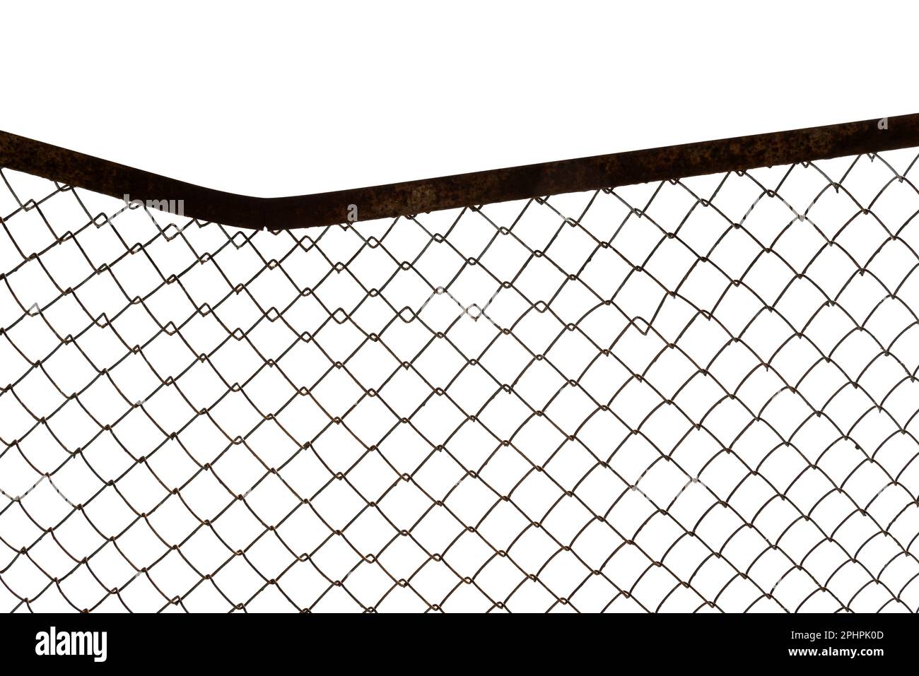 The texture of the metal mesh. Torn, destroyed, broken metal mesh on a ...