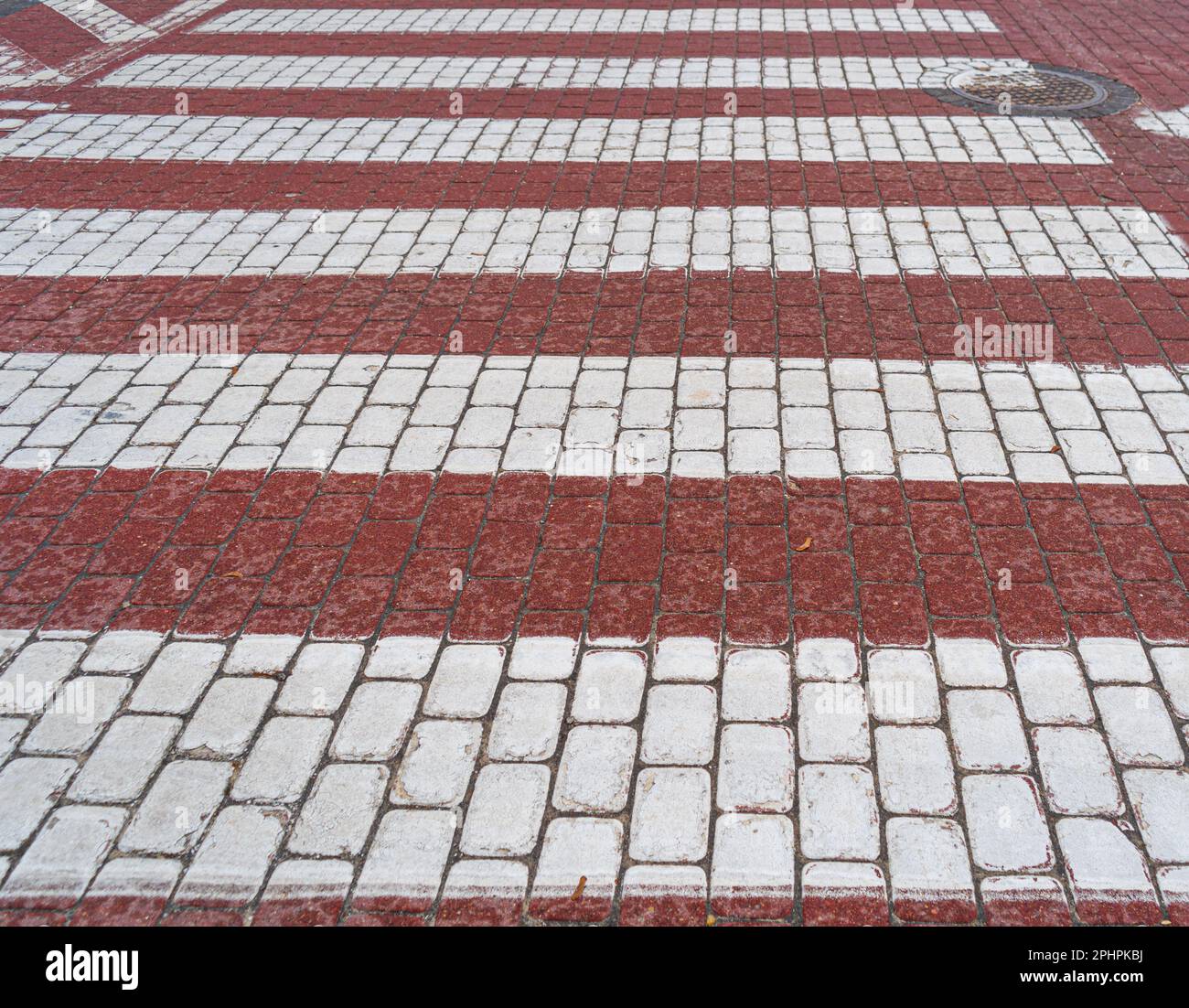 Paved Pedestrian Crossing, Red White Crosswalk, Safety Zebra on Modern ...