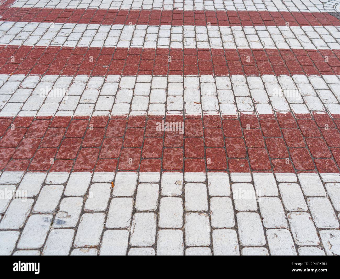Paved Pedestrian Crossing, Red White Crosswalk, Safety Zebra on Modern ...