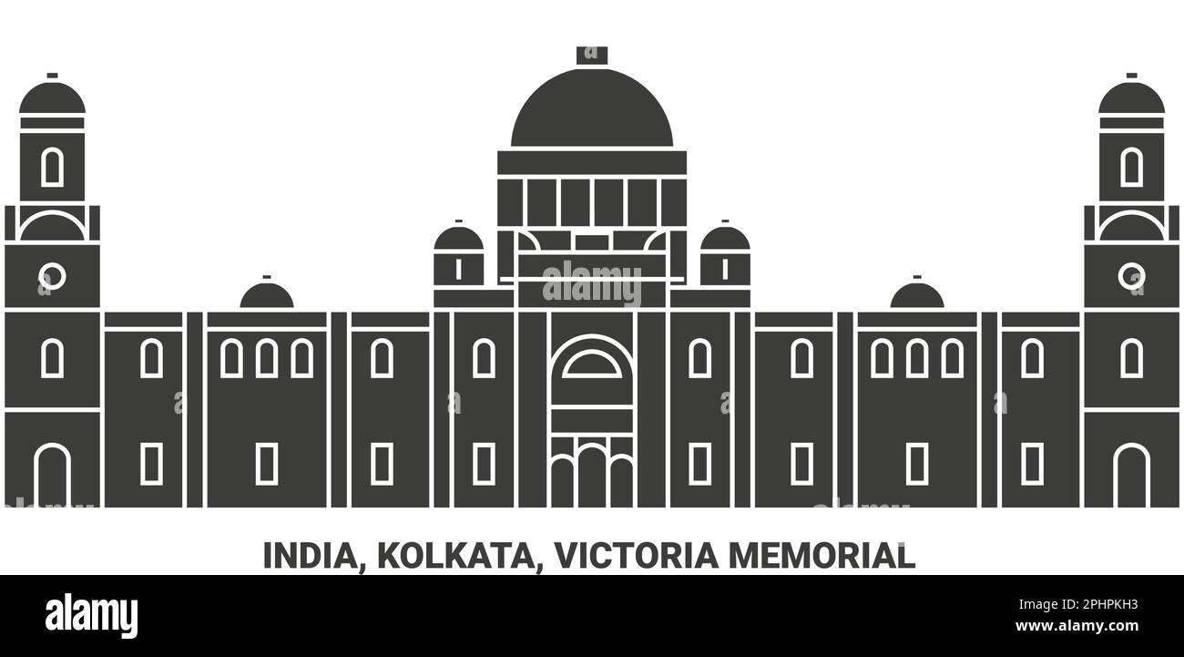 India, Kolkata, Victoria Memorial travel landmark vector illustration ...
