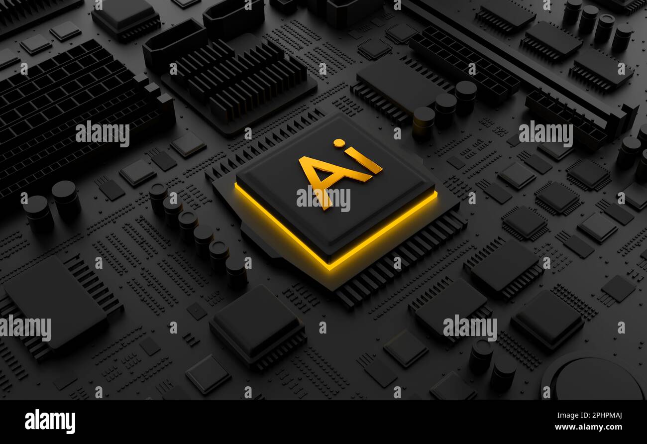 Artificial Intelligence Ai Technology Processor with Light - 3D ...