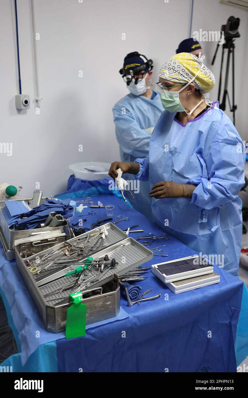 IVANO-FRANKIVSK, UKRAINE - MARCH 28, 2023 - Surgeons from the ...