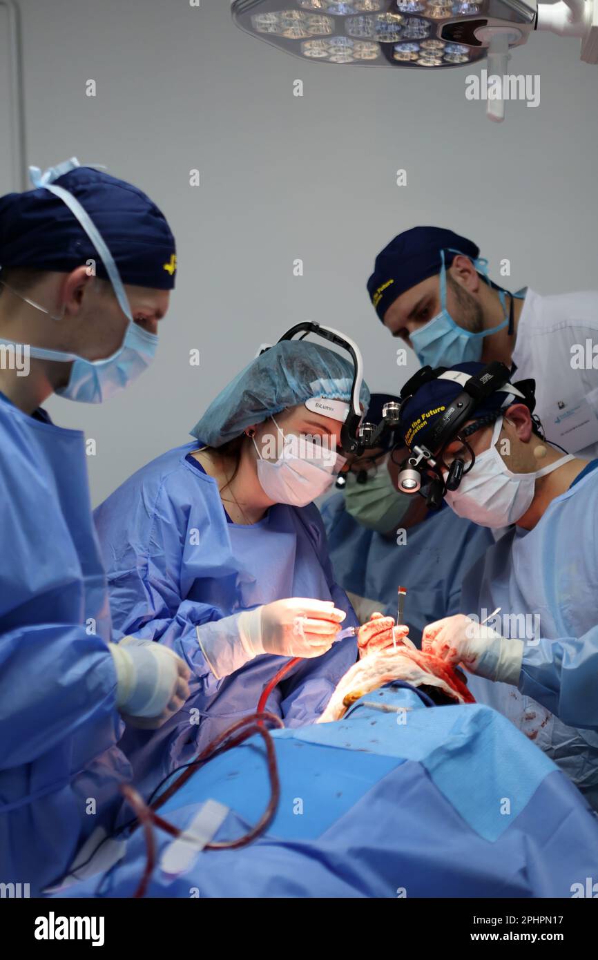 IVANO-FRANKIVSK, UKRAINE - MARCH 28, 2023 - Surgeons from the ...