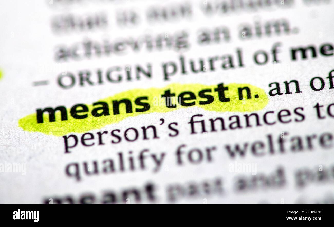 Means test hi-res stock photography and images - Alamy