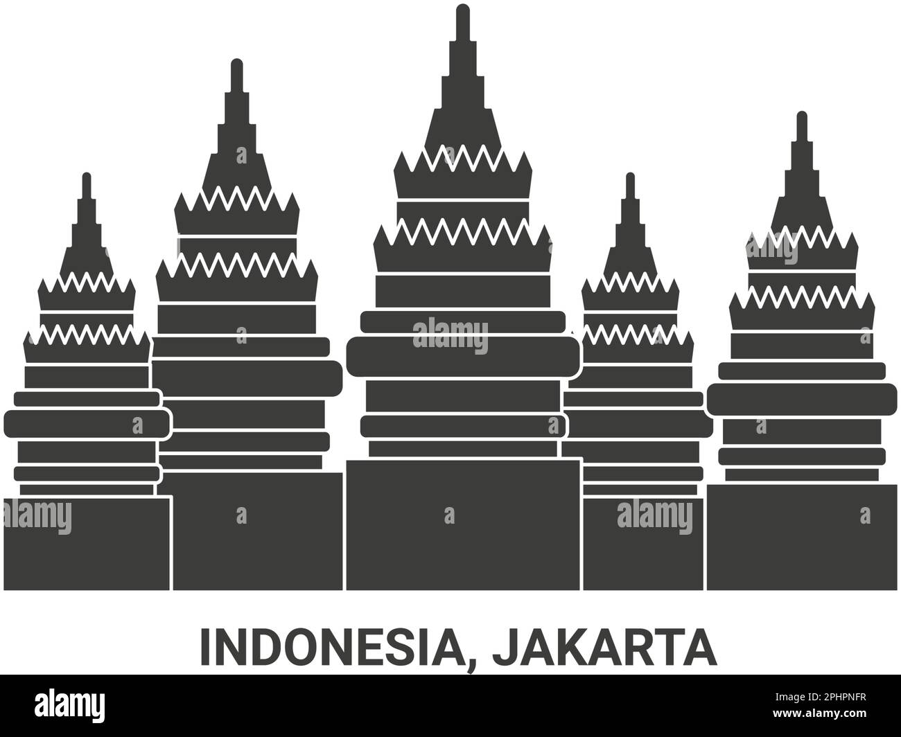 Indonesia, Jakarta travel landmark vector illustration Stock Vector ...