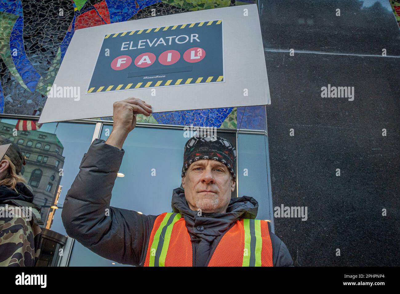 USA. 29th Mar, 2023. On March 29, 2023 the Rise and Resist Elevator Action Group, coalition ...