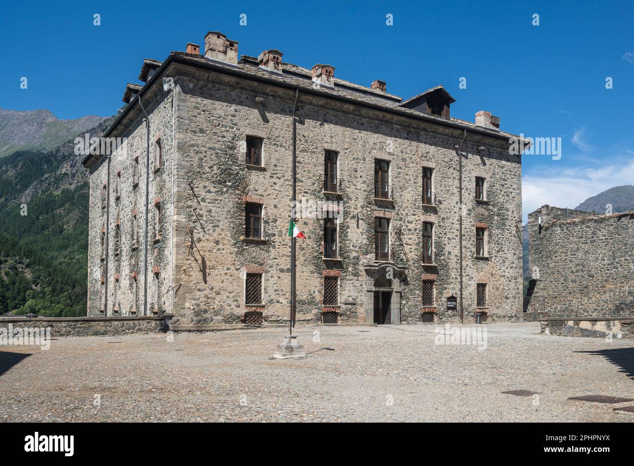 View of Fenestrelle fort (Forte di Fenestrelle), a famous landmark of ...
