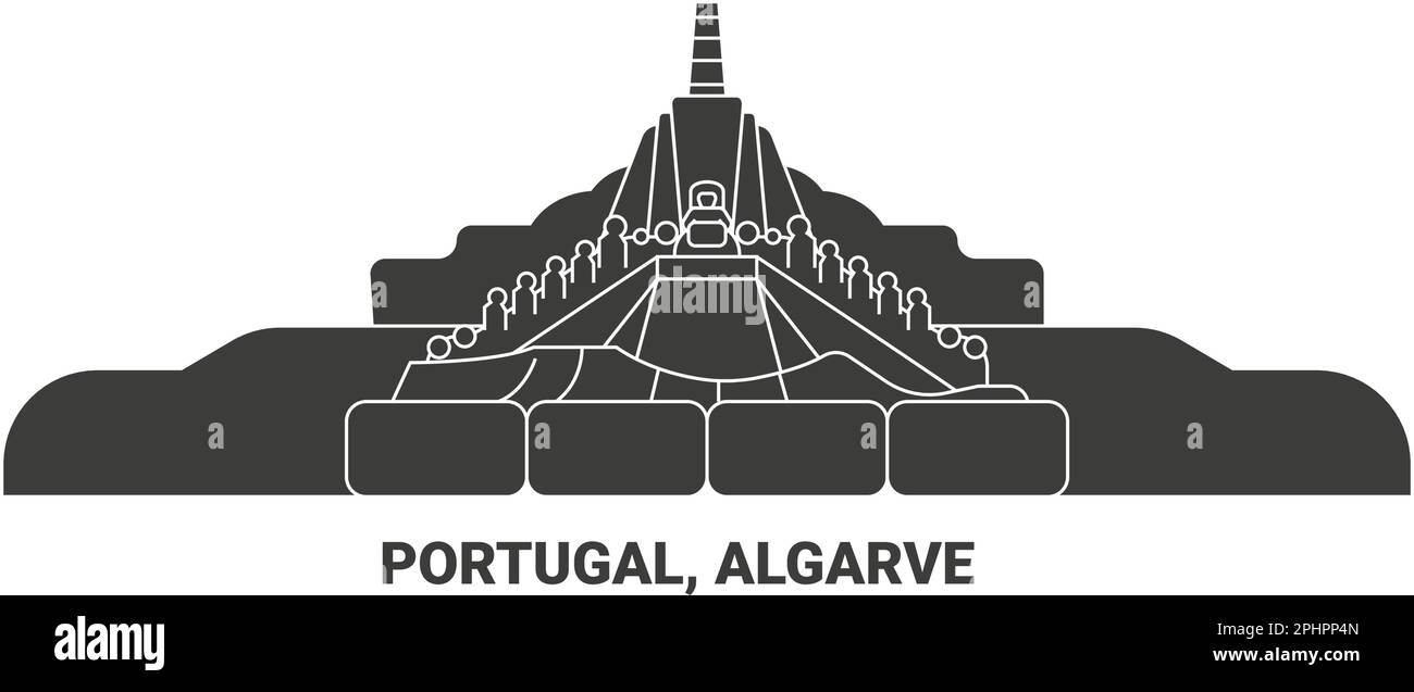 Portugal, Algarve travel landmark vector illustration Stock Vector ...