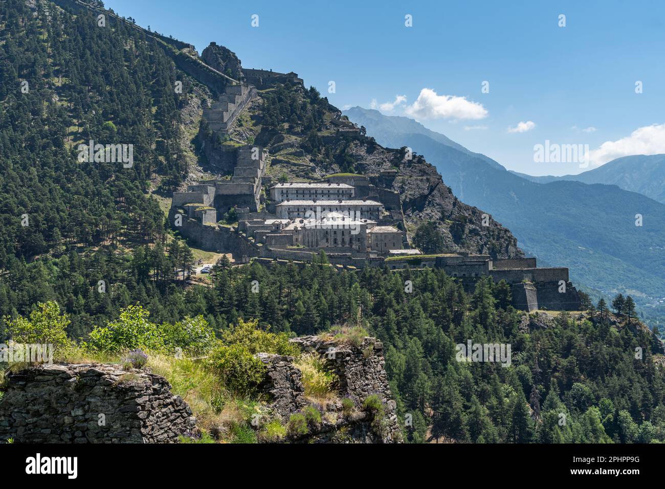 View of Fenestrelle fort (Forte di Fenestrelle), a famous landmark of ...