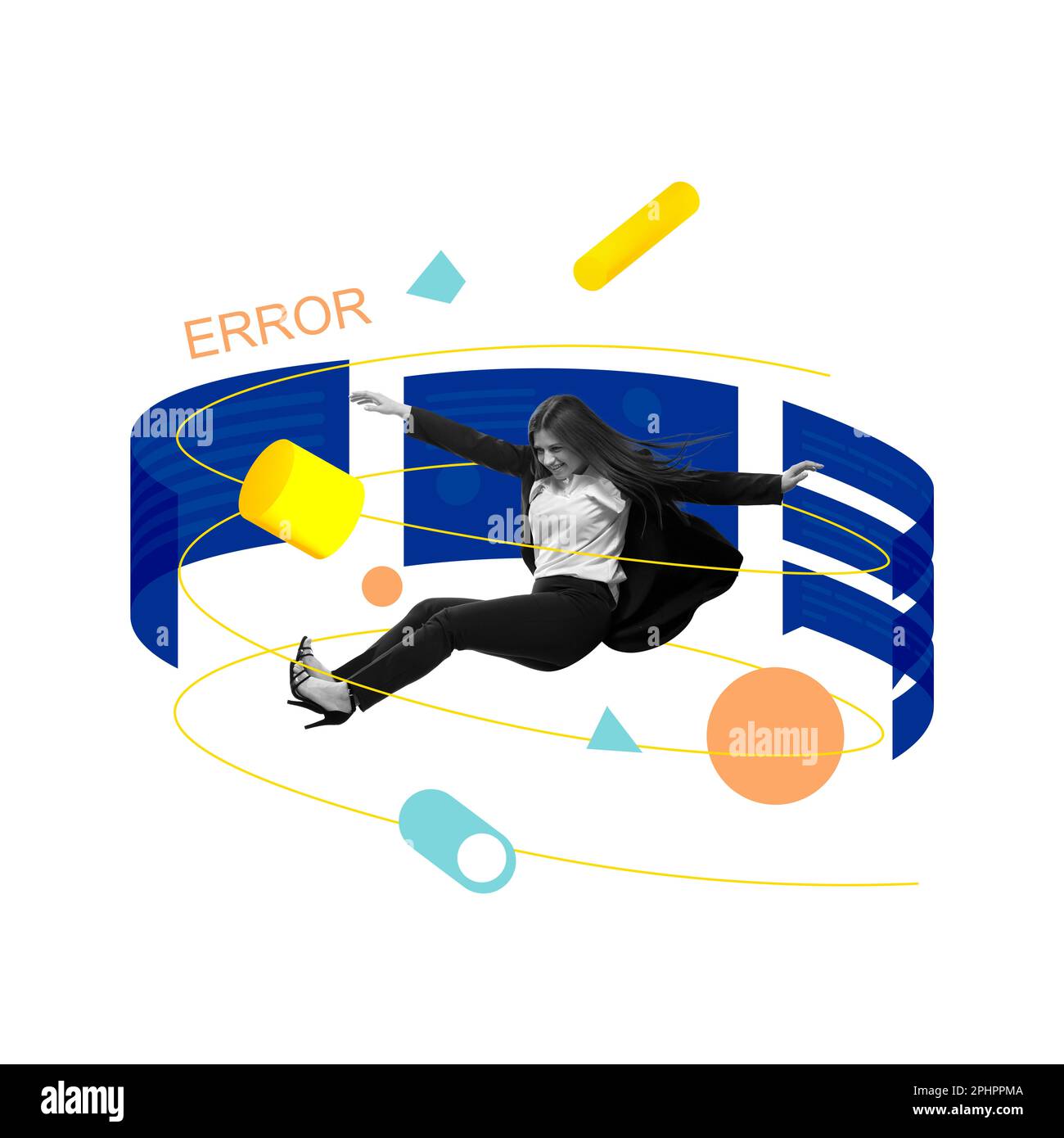 Female employee working with projects, making analytics and finding out ...