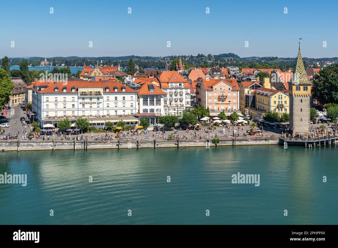 Aerial view of Lindau form the lighthouse. Lindau is a popular tourist ...