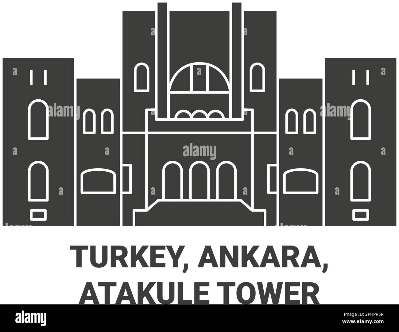 Turkey, Ankara, Atakule Tower travel landmark vector illustration Stock ...