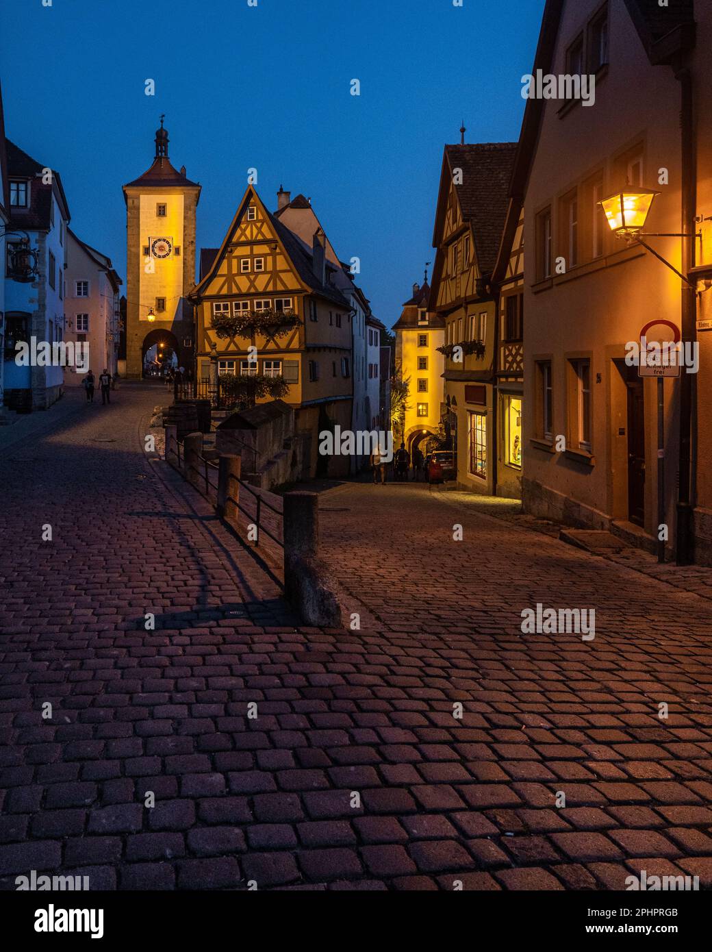 Night view of Rothenburg ob der Tauber, the most famous German town on ...