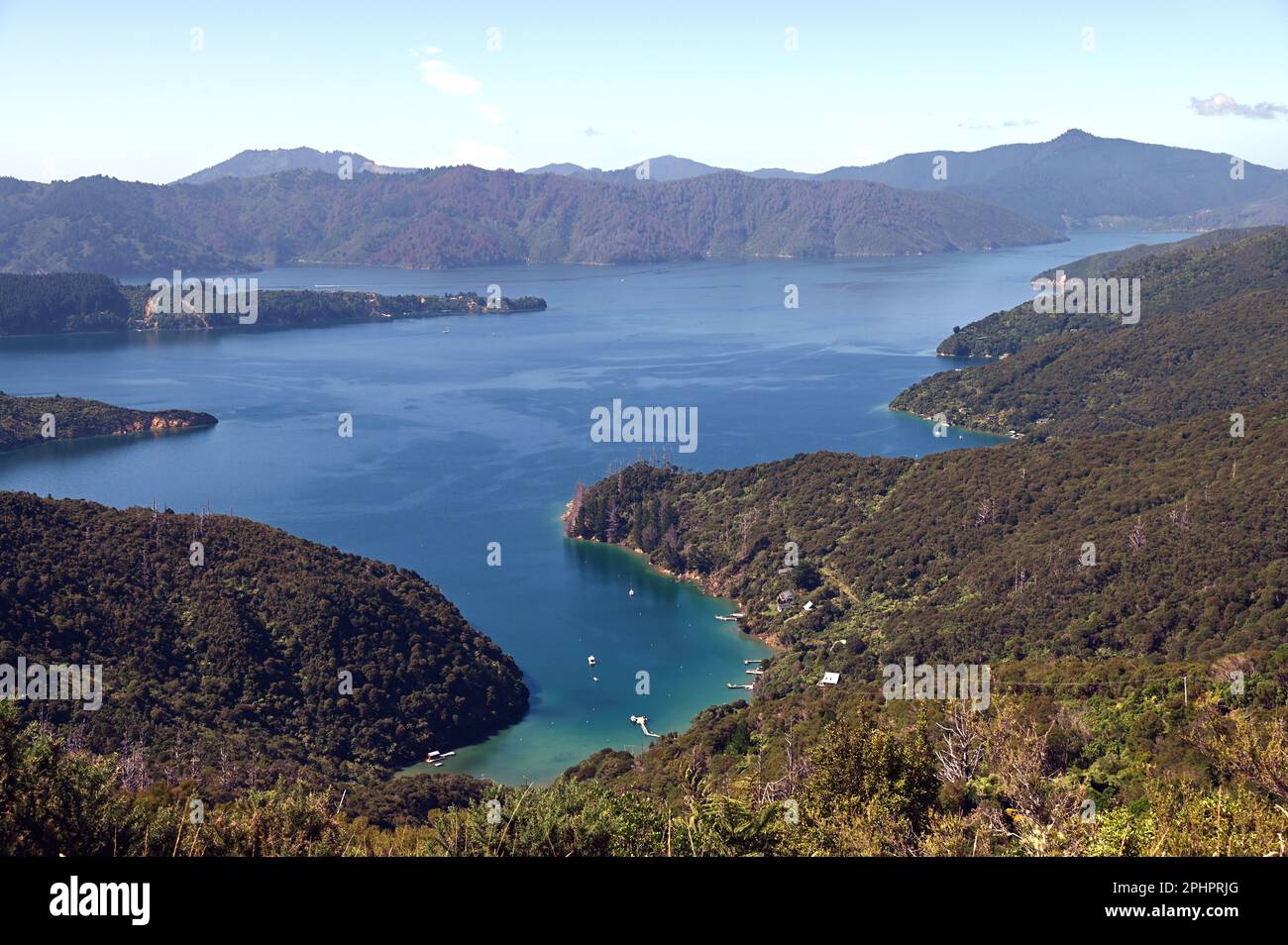 View from the Queen Charlotte Track looking down onto the Queen Charlotte Sound. The 73.5 km ...