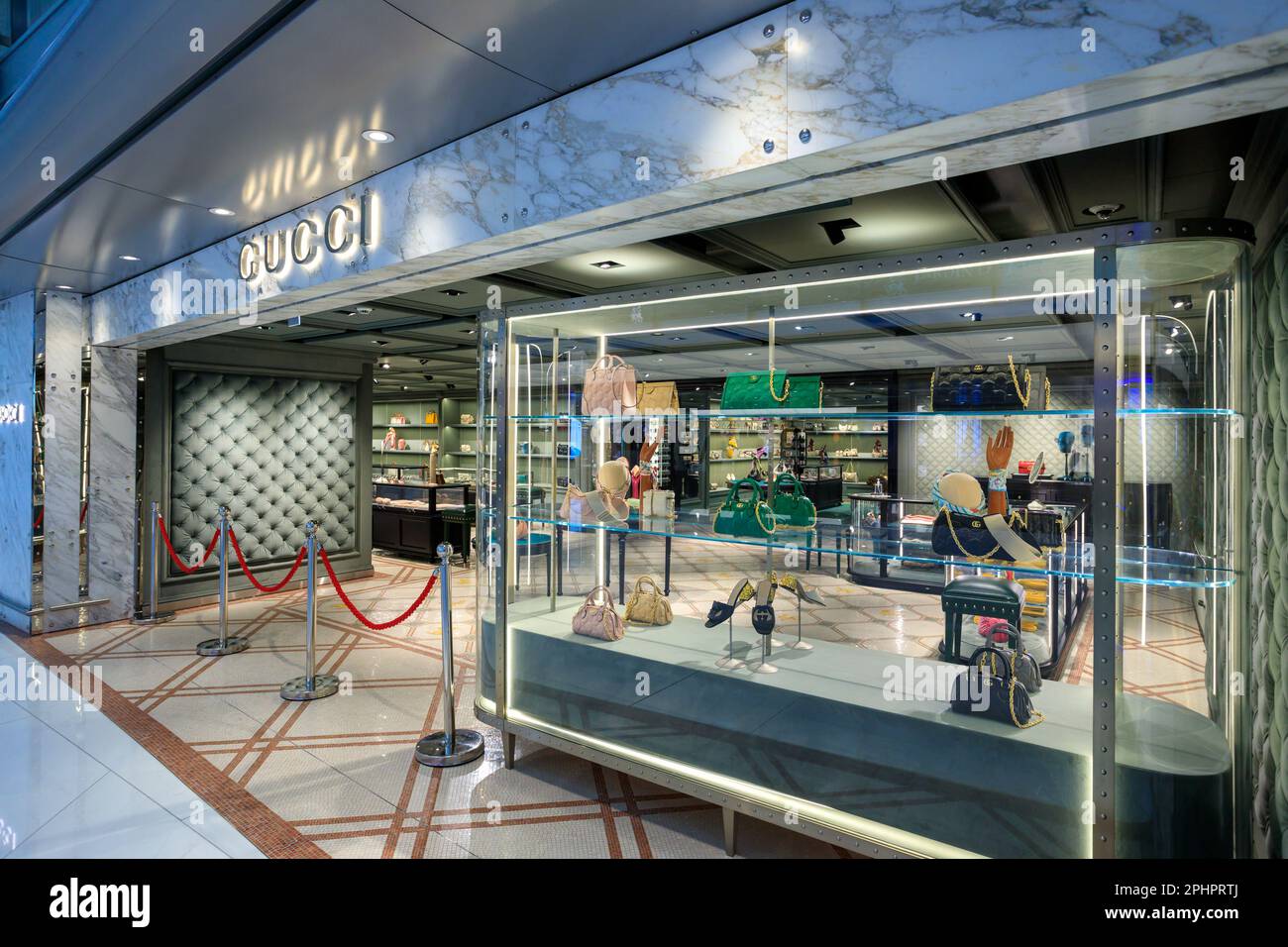 Hong Kong - February 28, 2023: Exterior of a luxury brand name retail ...