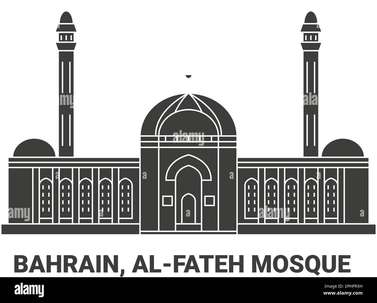 Bahrain, Alfateh Mosque, travel landmark vector illustration Stock ...