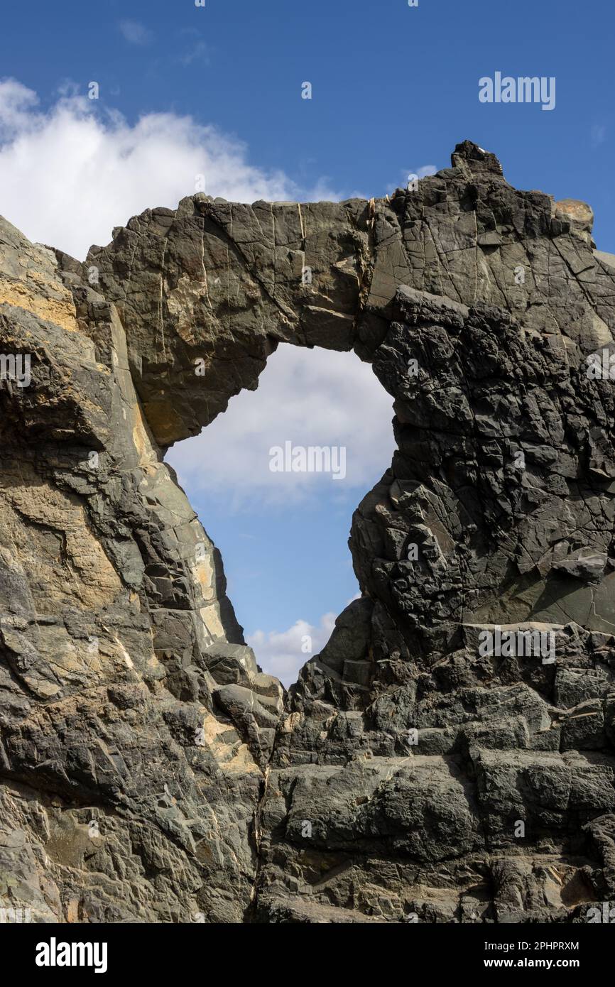 Beauty of the dark rocks, with its shapes at the beach of Atlantic ...