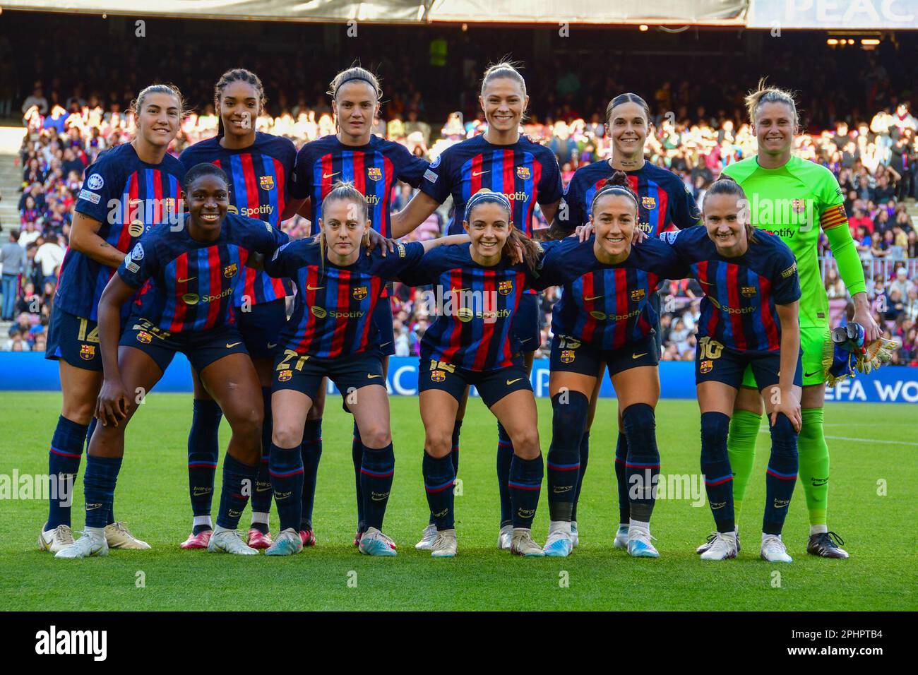 Barcelona, Italy. 29th Mar, 2023. Barcellona line up during the UEFA ...