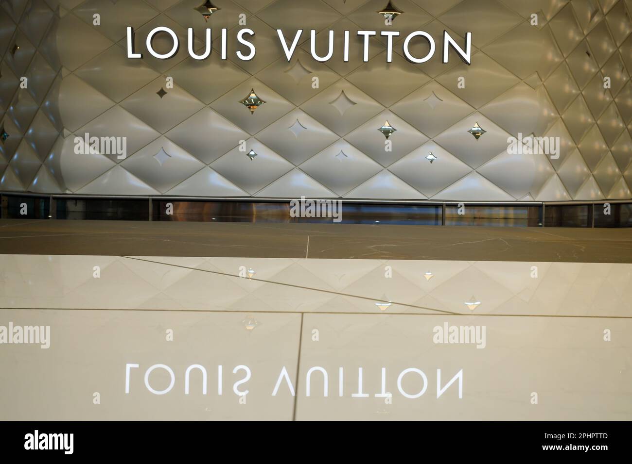 Hong Kong - February 28, 2023: Exterior of a luxury brand name retail ...