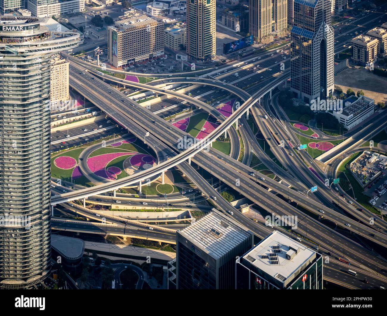 An aerial view of a huge intersection near Dubai Mall, seen from the ...