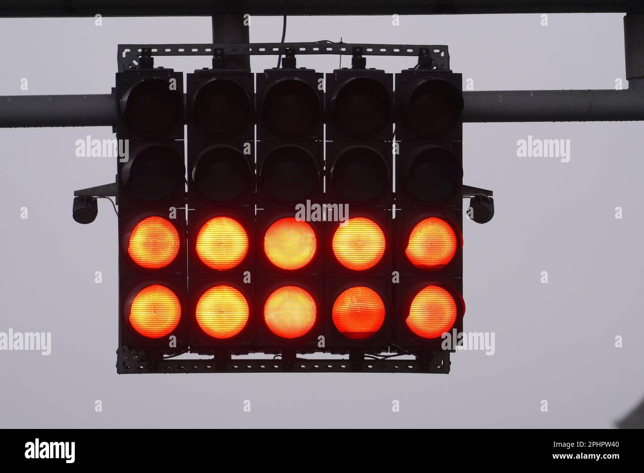 Red Start Lights in a Racing Circuit Stock Photo - Alamy