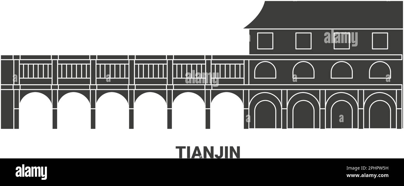 China, Tianjin travel landmark vector illustration Stock Vector Image ...