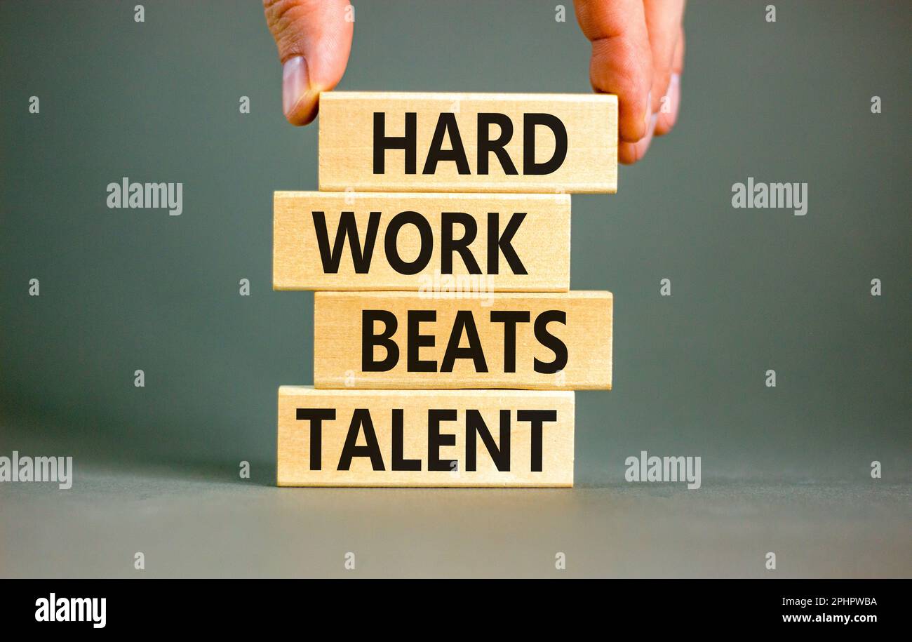 Hard work beats talent symbol. Concept words Hard work beats talent on ...