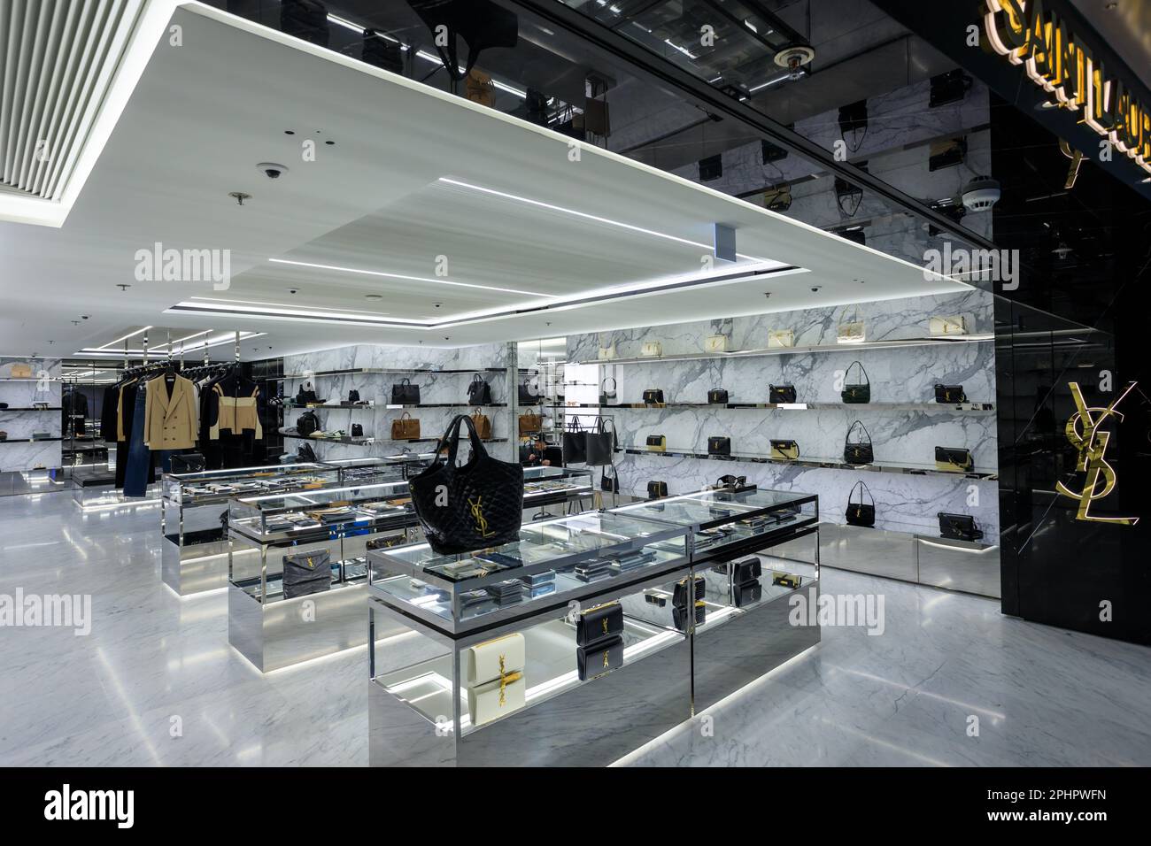 Hong Kong - February 28, 2023: Exterior of a luxury brand name retail ...
