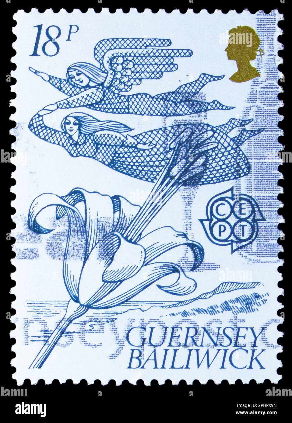 MOSCOW, RUSSIA - MARCH 25, 2023: Postage stamp printed in Guernsey ...