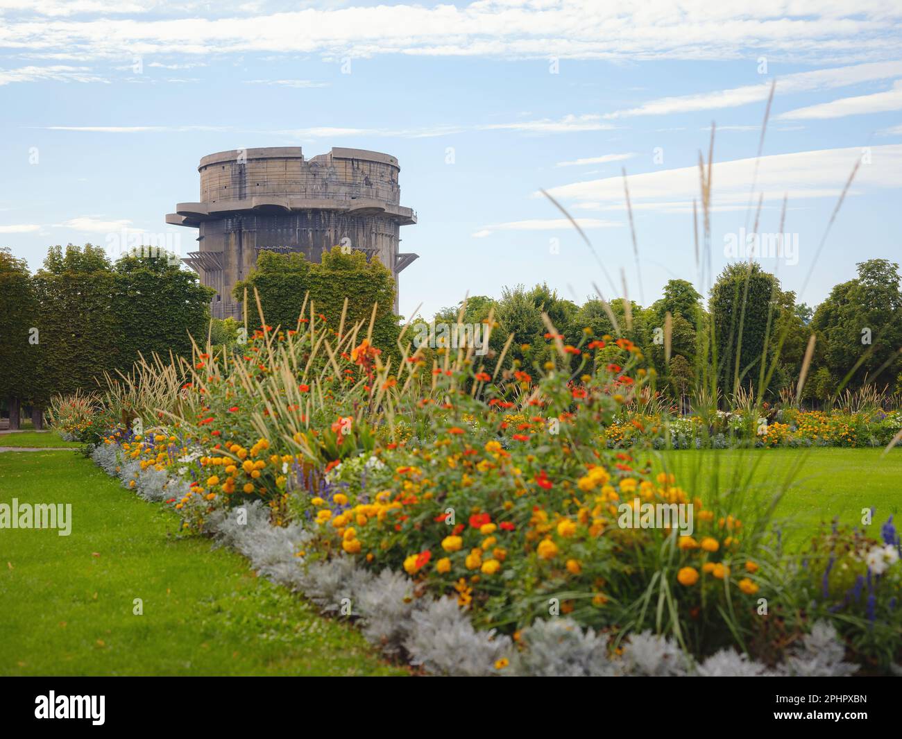 Antiaircraft tower of Luftwaffe in Vienna is large ground-based ...