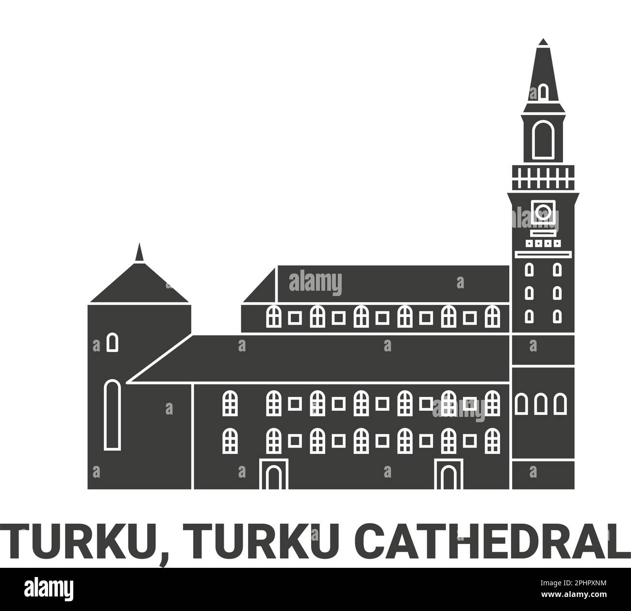 Finland, Turku, Turku Cathedral travel landmark vector illustration ...