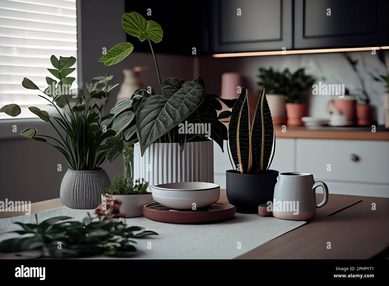 flowers in pots in modern room Stock Photo - Alamy