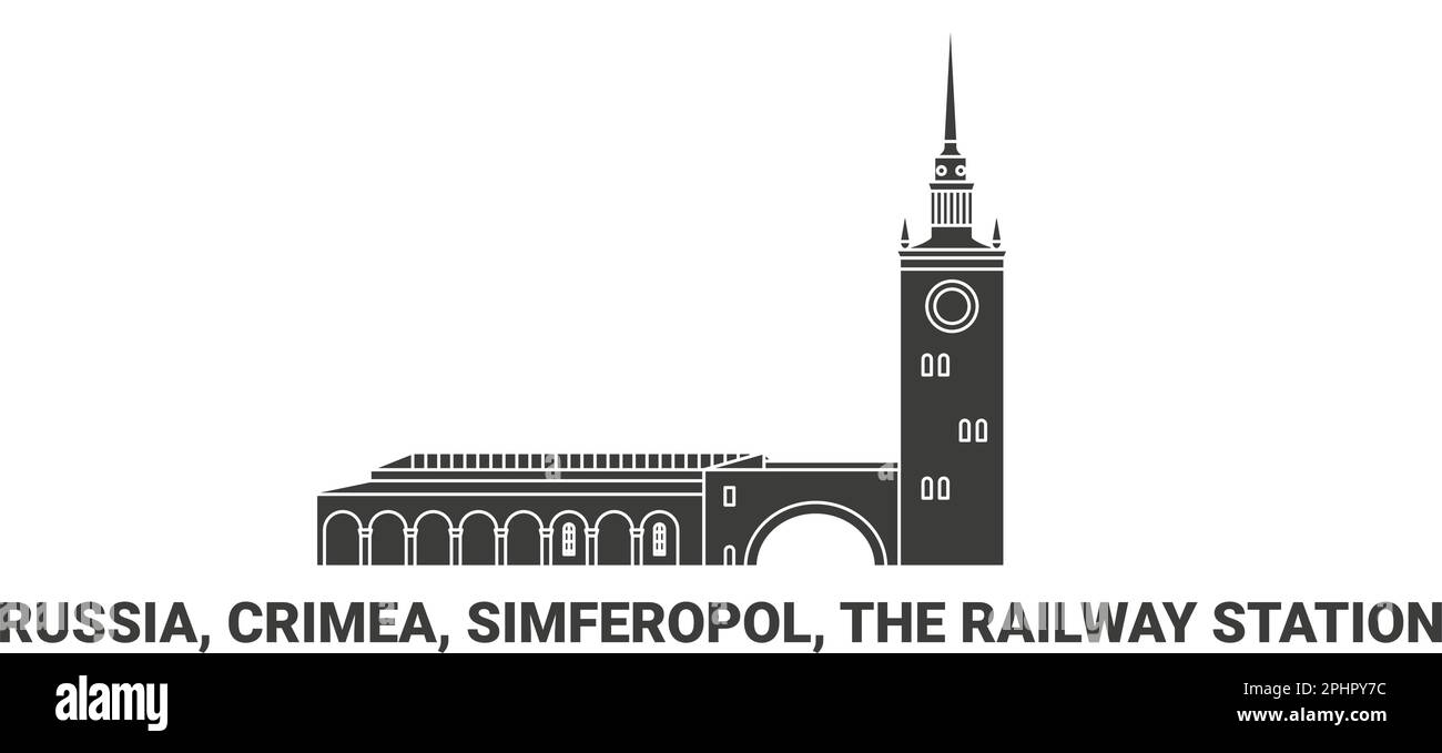 Russia, Crimea, Simferopol, The Railway Station, travel landmark vector ...